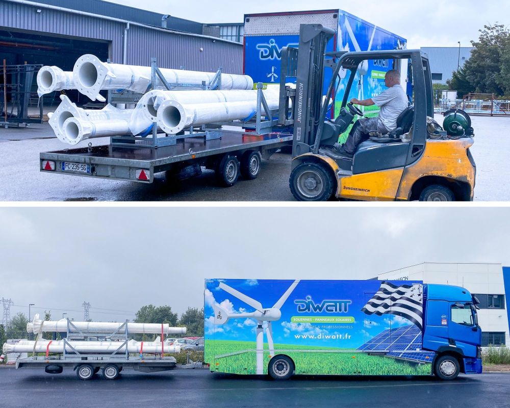 Mât autoportant éoliennes horizontales | DIWATT, Goven (35)